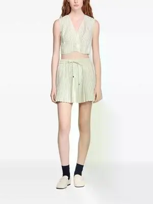 Sandro Striped Rhinestone Embellished Mini A-line Skirt - Neutrals