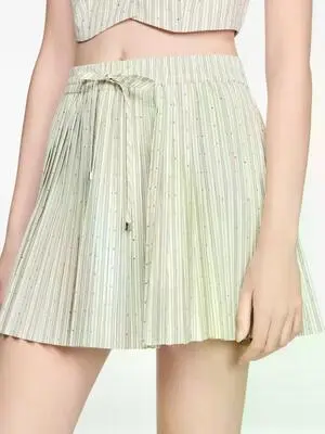 Sandro Striped Rhinestone Embellished Mini A-line Skirt - Neutrals