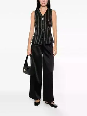 Sandro Striped Sequin Embellished Waistcoat - Black