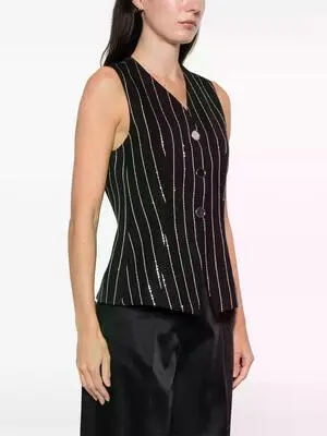 Sandro Striped Sequin Embellished Waistcoat - Black