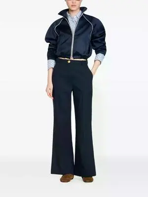 Sandro High-waisted Wide-leg Wool Blend Trousers