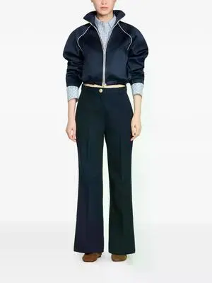 Sandro High-waisted Wide-leg Wool Blend Trousers