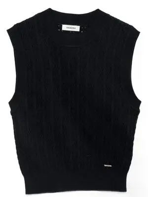 Sandro Textured-knit Sleeveless Top