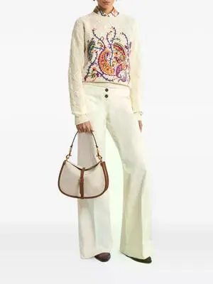 Etro Embroidered Cable Knit Sweater - Neutrals