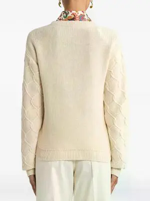 Etro Embroidered Cable Knit Sweater - Neutrals