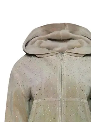 Alexander Wang Embellished Zip Up Hoodie - Neutrals