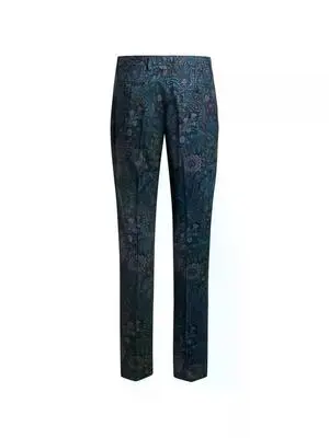 Etro Tailored Floral-motif Trousers - Blue