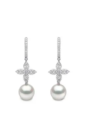 Yoko London Glitz South Sea Pearl And Diamond Drop Earrings - Silver