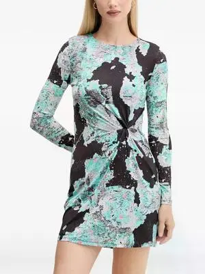 Desigual Knot-detailed Printed Mini Dress