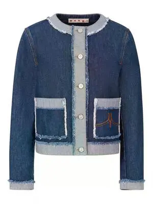 Marni Frayed-detail Denim Jacket - Blue