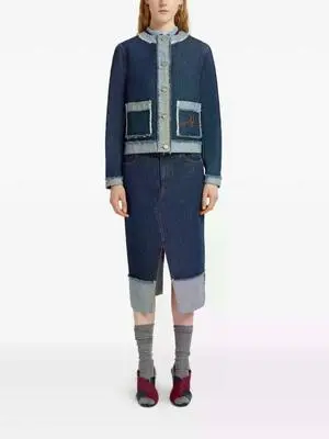 Marni Frayed-detail Denim Jacket - Blue