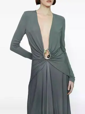 Christopher Esber Orica Ruched V-neck Maxi Dress - Grey