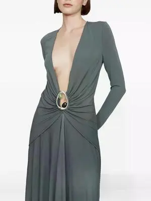Christopher Esber Orica Ruched V-neck Maxi Dress - Grey