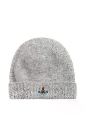 VIVIENNE WESTWOOD Orb-embroidered Beanie - Grey
