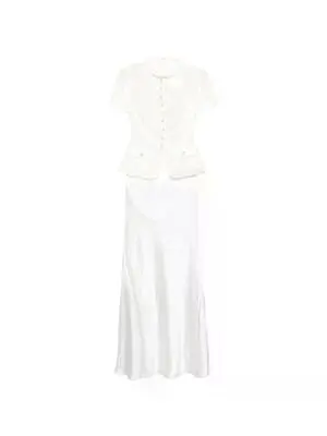 SELF-PORTRAIT Button-embellished Maxi Skirt Set - White