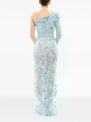 SAIID KOBEISY One-shoulder Embroidered Maxi Dress - Blue