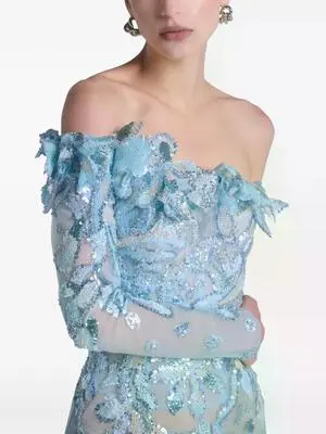 SAIID KOBEISY One-shoulder Embroidered Maxi Dress - Blue