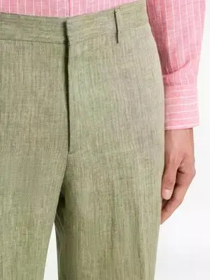 Etro Chevron-motif Straight-leg Trousers - Green
