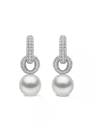 Yoko London Diamond And Pearl Earrings - Silver