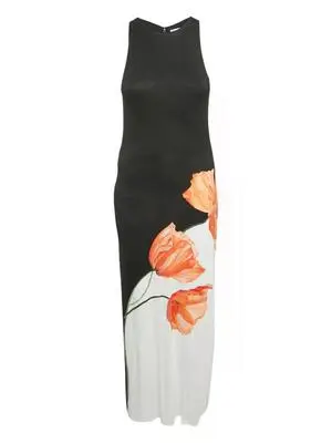Alice + Olivia Tulip Printed Sleeveless Maxi Dress - Black