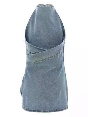 Magda Butrym Denim Flower Mini Dress - Blue