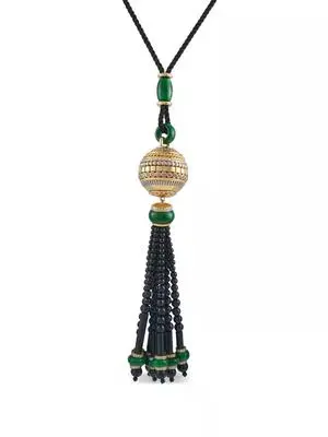 CICADA JEWELRY Diamond, Jade, And Onyx Tassel Pendant Necklace - Gold