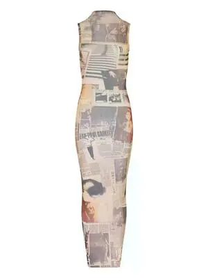 JEAN PAUL GAULTIER Long Journal Open-back Dress - Neutrals