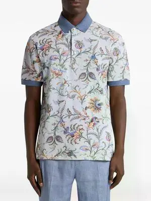 Etro Floral Cotton Polo Shirt - Neutrals
