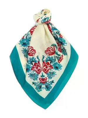 Pinko Logo Floral-print Scarf - Neutrals