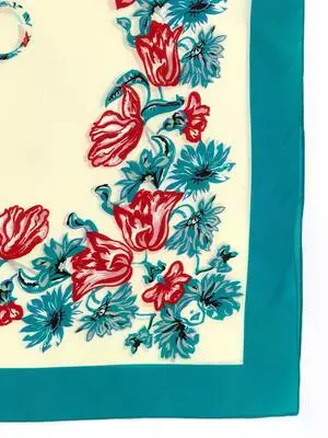 Pinko Logo Floral-print Scarf - Neutrals
