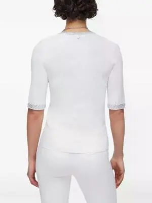 Liu Jo Rhinestone Appliqué V-neck T-shirt - White