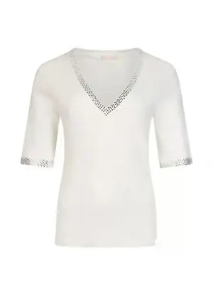 Liu Jo Rhinestone Appliqué V-neck T-shirt