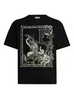 Etro Cotton T-shirt With Placed Print - Black