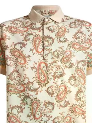 Etro Cotton Polo Shirt With Placed Print - Neutrals