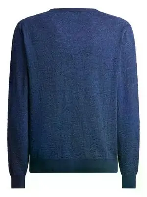 Etro Floral Paisley-motif Cotton Sweater - Blue