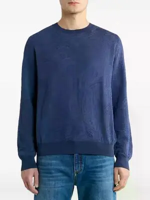 Etro Floral Paisley-motif Cotton Sweater - Blue