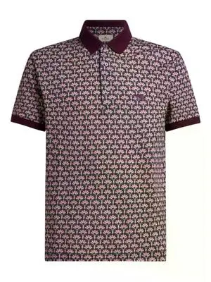 Etro Palm-motif Cotton Polo Shirt - Black