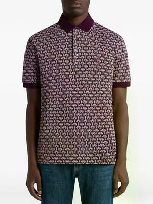 Etro Palm-motif Cotton Polo Shirt - Black