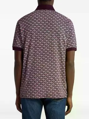 Etro Palm-motif Cotton Polo Shirt - Black