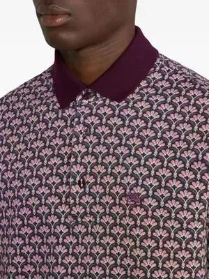 Etro Palm-motif Cotton Polo Shirt - Black