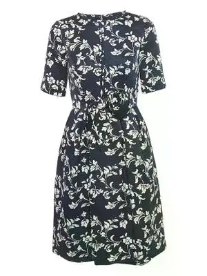 Carolina Herrera Floral Jacquard Short Sleeve Dress