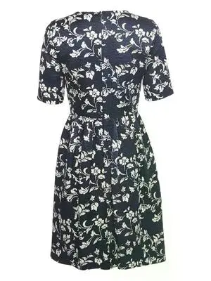 Carolina Herrera Floral Jacquard Short Sleeve Dress
