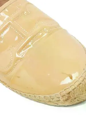 Carolina Herrera Patent-leather Logo Espadrilles - Neutrals