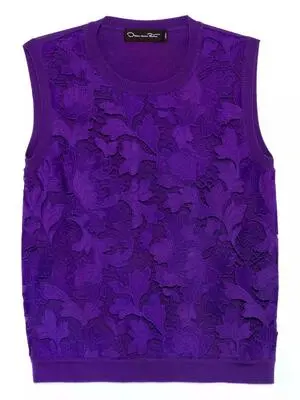 Oscar De La Renta Lace Knitted Top - Purple