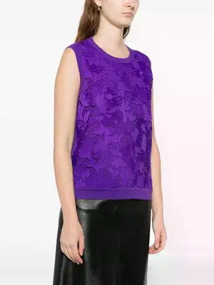 Oscar De La Renta Lace Knitted Top - Purple