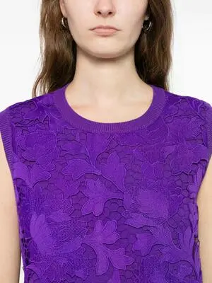 Oscar De La Renta Lace Knitted Top - Purple