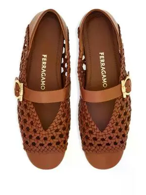 FERRAGAMO Braided Buckle Ballet Flat