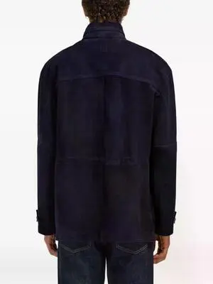 FERRAGAMO Utility Pockets Suede Blouson - Blue