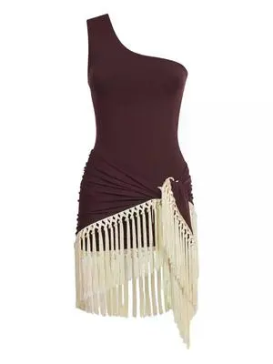 TALLER MARMO One-shoulder Swimsuit With Fringed Detail - Brown