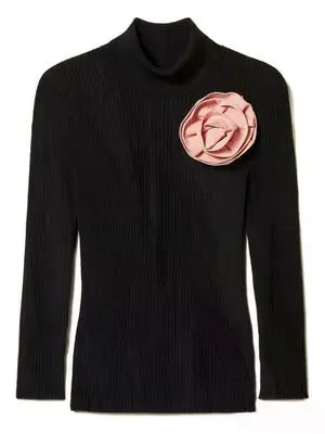 TWINSET Brooch Turtleneck Sweater